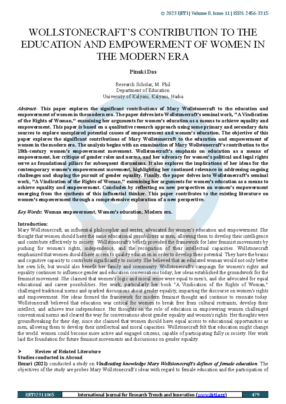 Wollstonecraft's Influence on Women's Education & Empowerment: A Modern ...