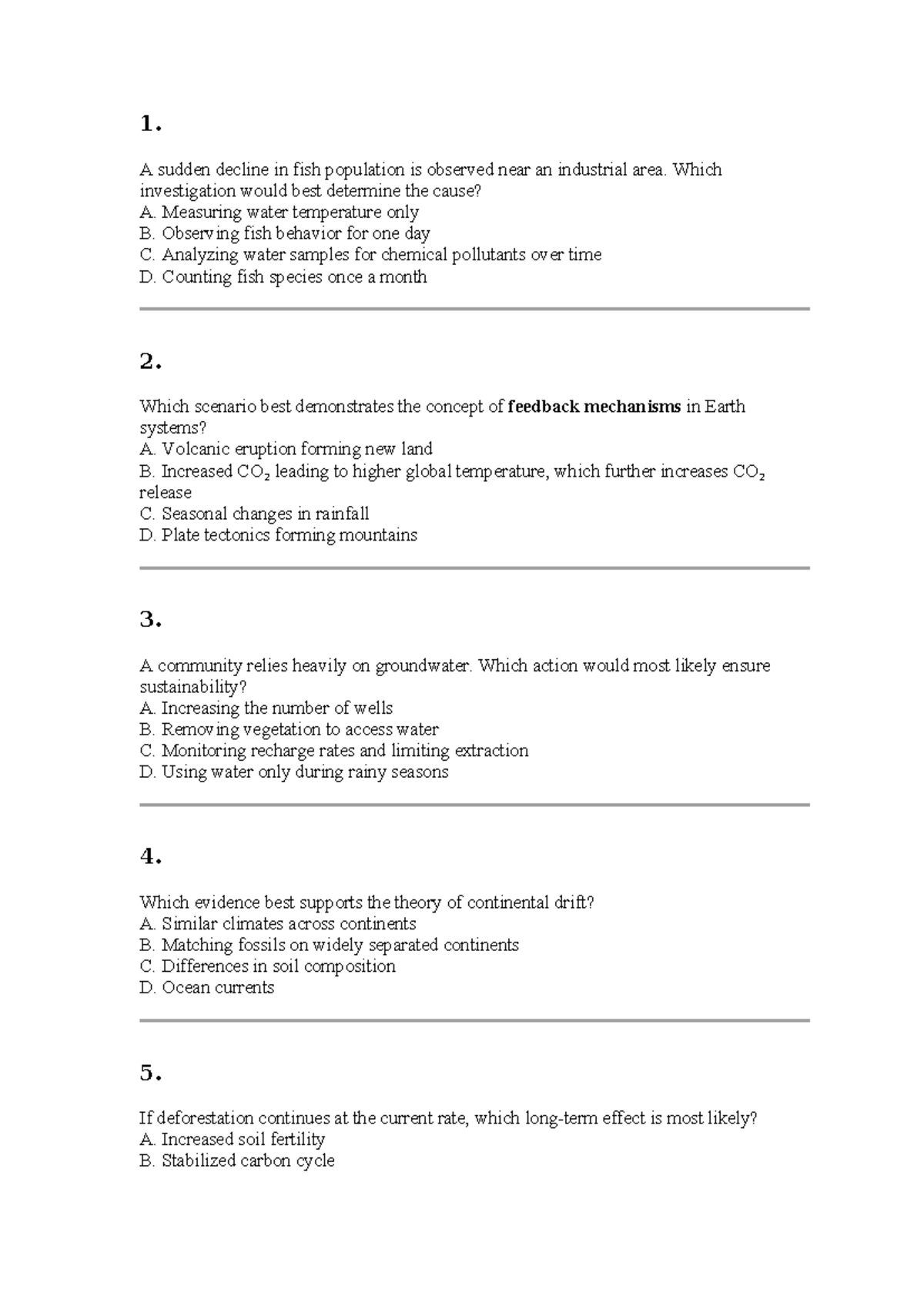 Biology 101: Study Guide for Environmental Science Concepts - Studocu