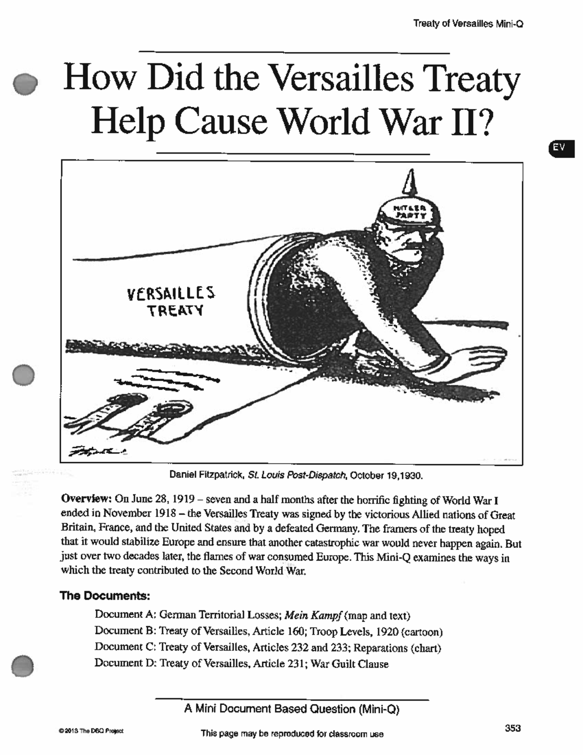 World History DBQ: Analyzing the Versailles Treaty and WWII Causes ...