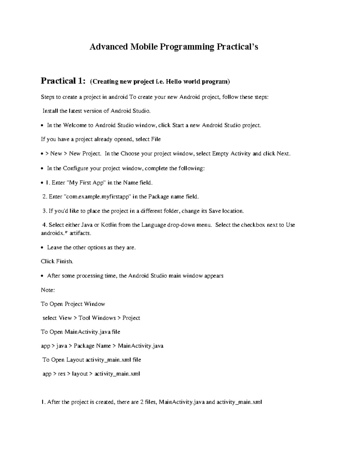 Advanced Mobile Programming (AMP) Practical Journal: Step-by-Step Guide ...