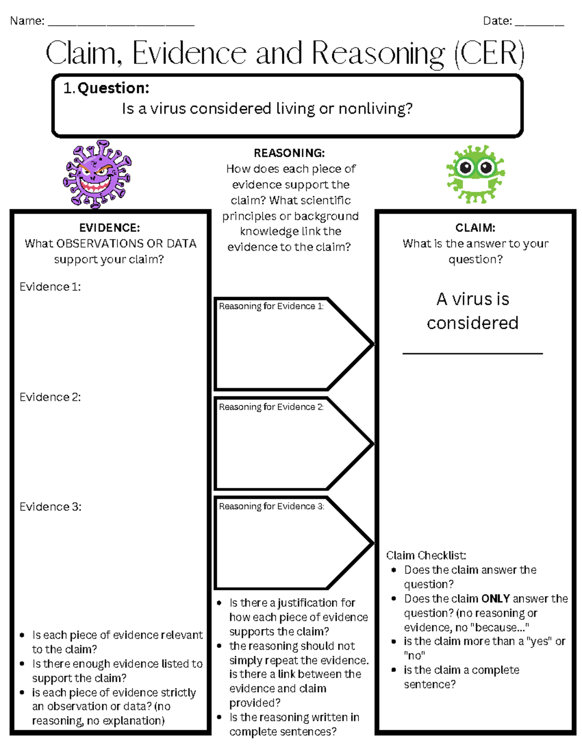 Claim, Evidence, and Reasoning (CER) on Virus Classification - Studocu