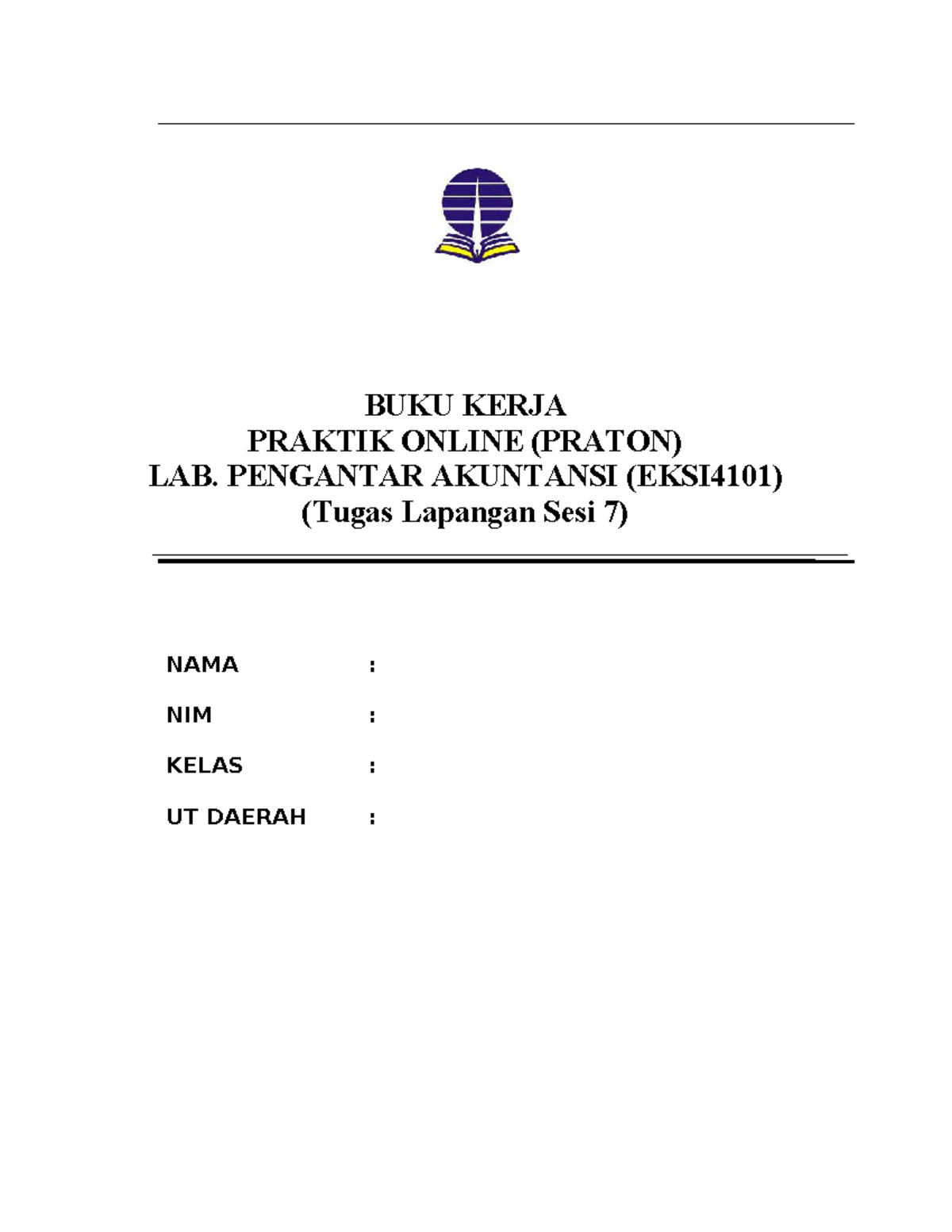 Kertas Kerja Tugas 7 - Pengantar Akuntansi (EKSI4101) - Studocu