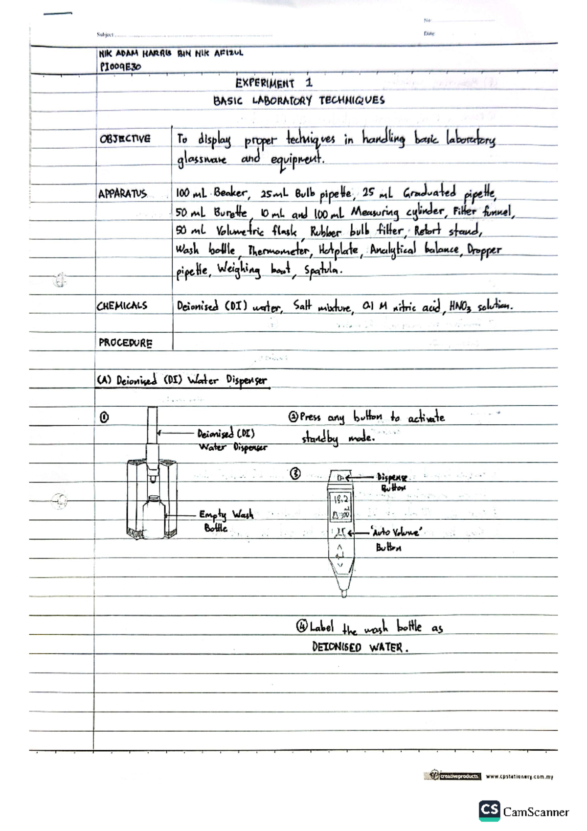 Basic Laboratory Techniques Experiment 1 - PI009E30 - Studocu