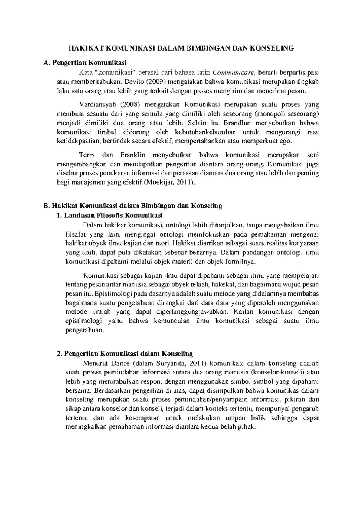 Hakikat Komunikasi dalam Bimbingan dan Konseling (BIMK 101) - Studocu
