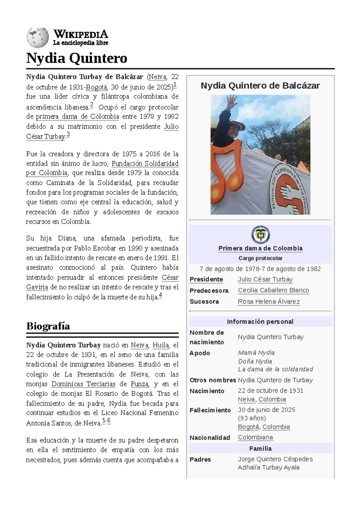 Biografía de Nydia Quintero Turbay: Vida y Legado (1931-2025) - Studocu