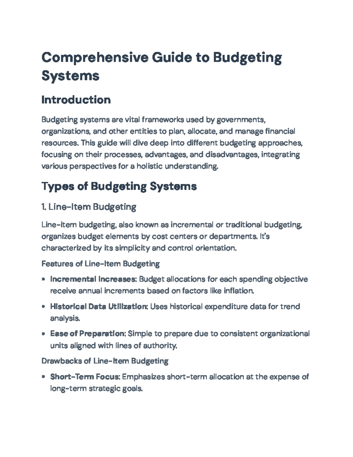 Comprehensive Guide to Budgeting Systems and Their Applications - Comprehensive Guide to ...