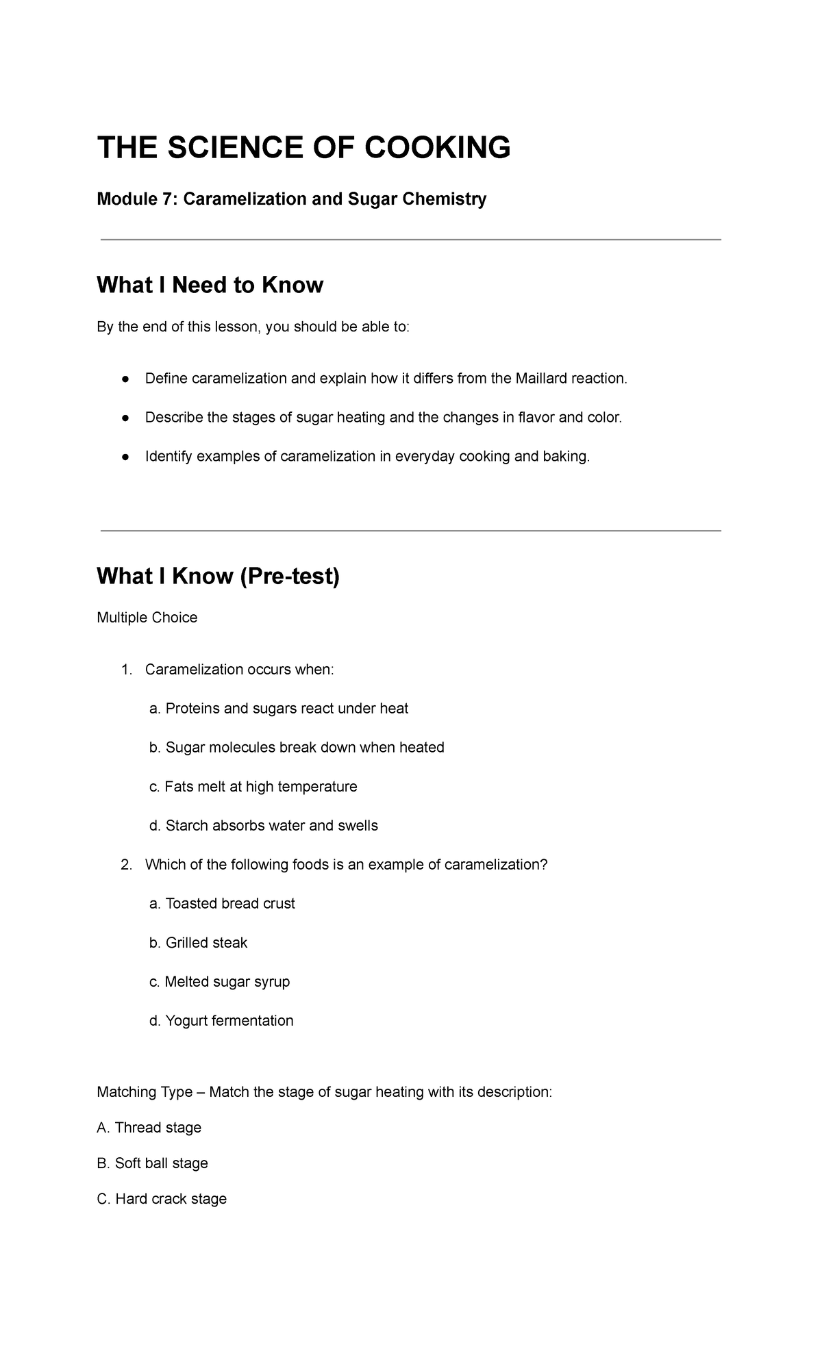 Science of Cooking 7: Caramelization & Sugar Chemistry Insights - Studocu
