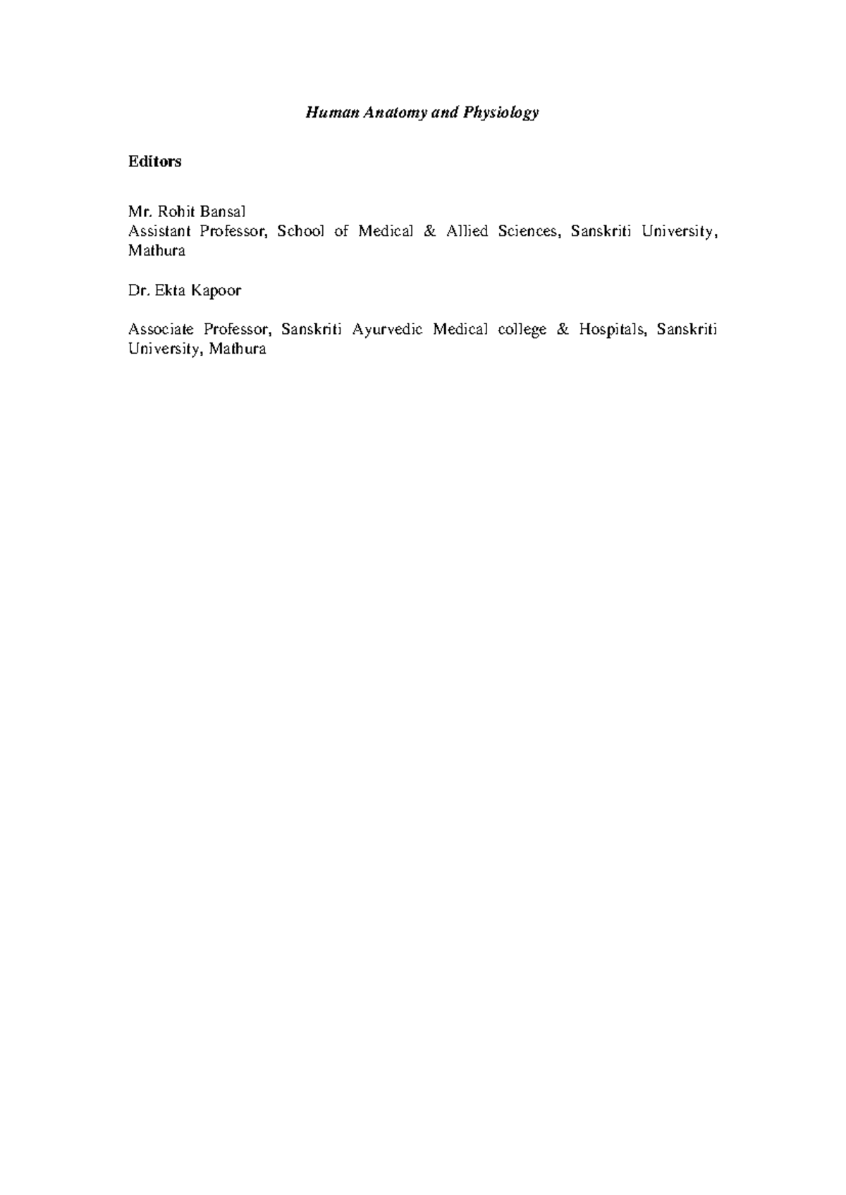Human Anatomy and Physiology: A Comprehensive Guide (Course Code: B8 ...