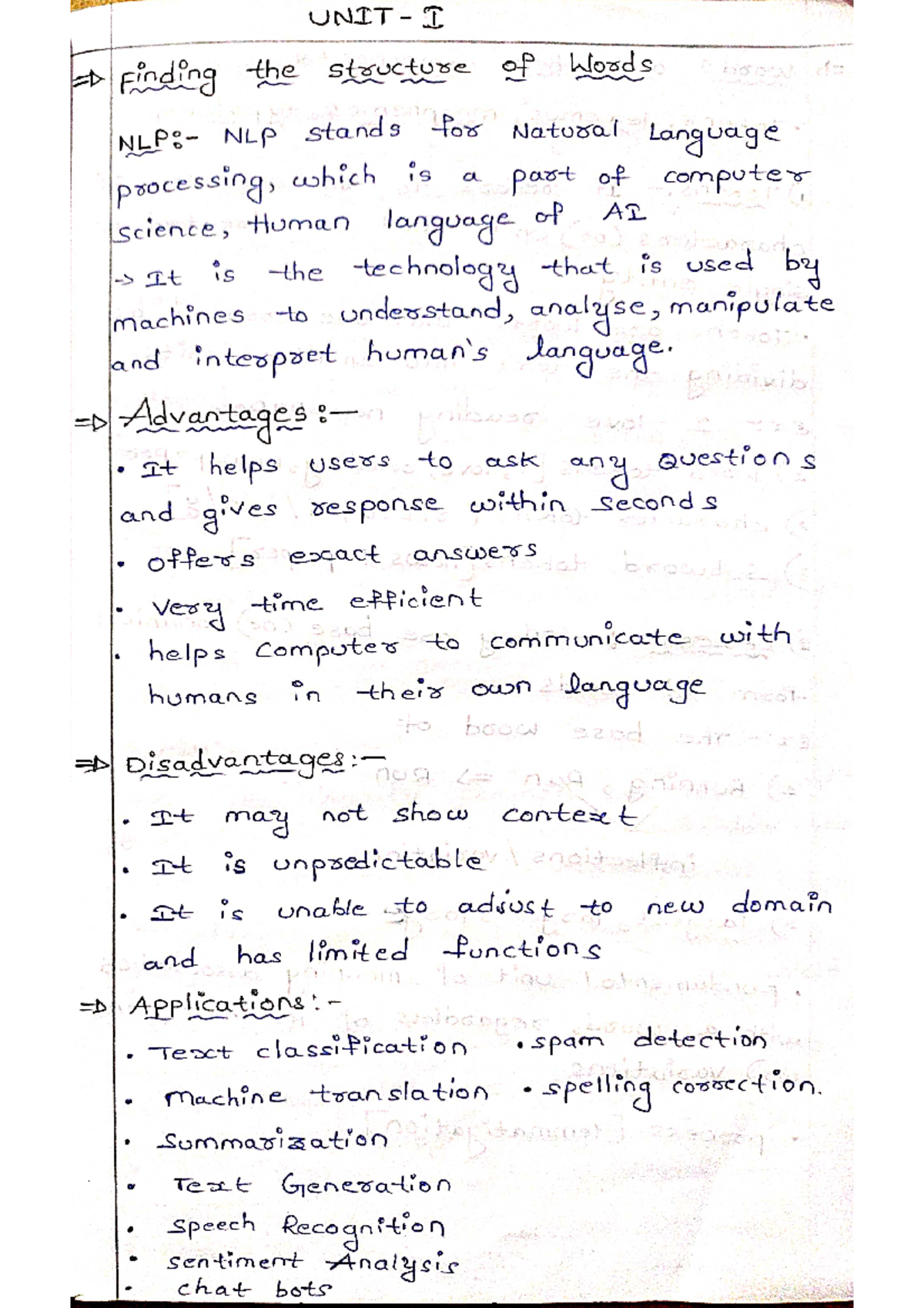 Understanding Natural Language Processing: JNTUH R-18 Unit I - Studocu