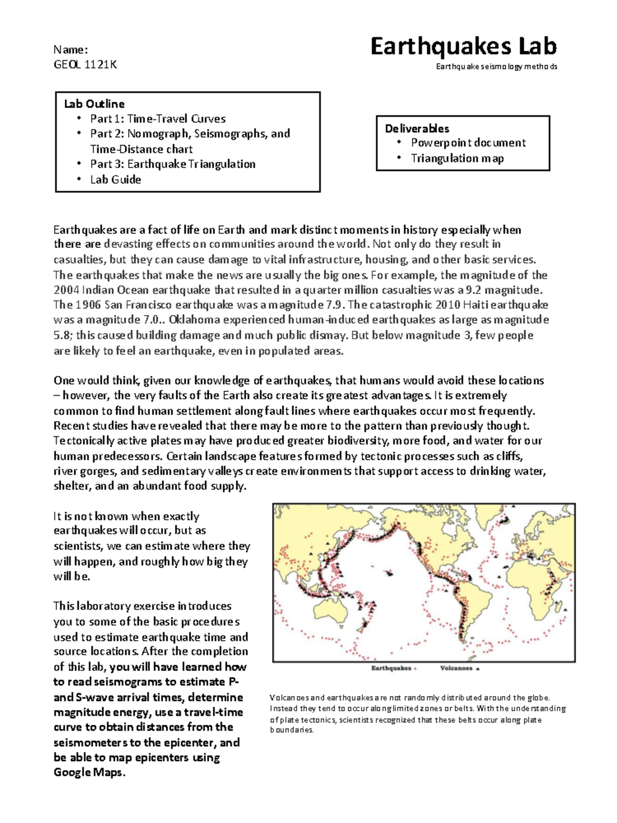 GEOL 1121K Final Exam Lab Report: Understanding Earthquake Seismology ...