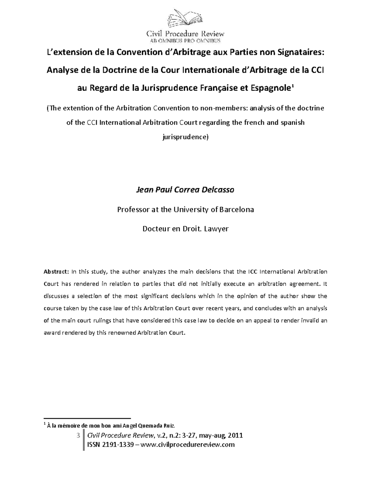 Analyse de la Doctrine de la Cour Internationale de la CCI sur les ...