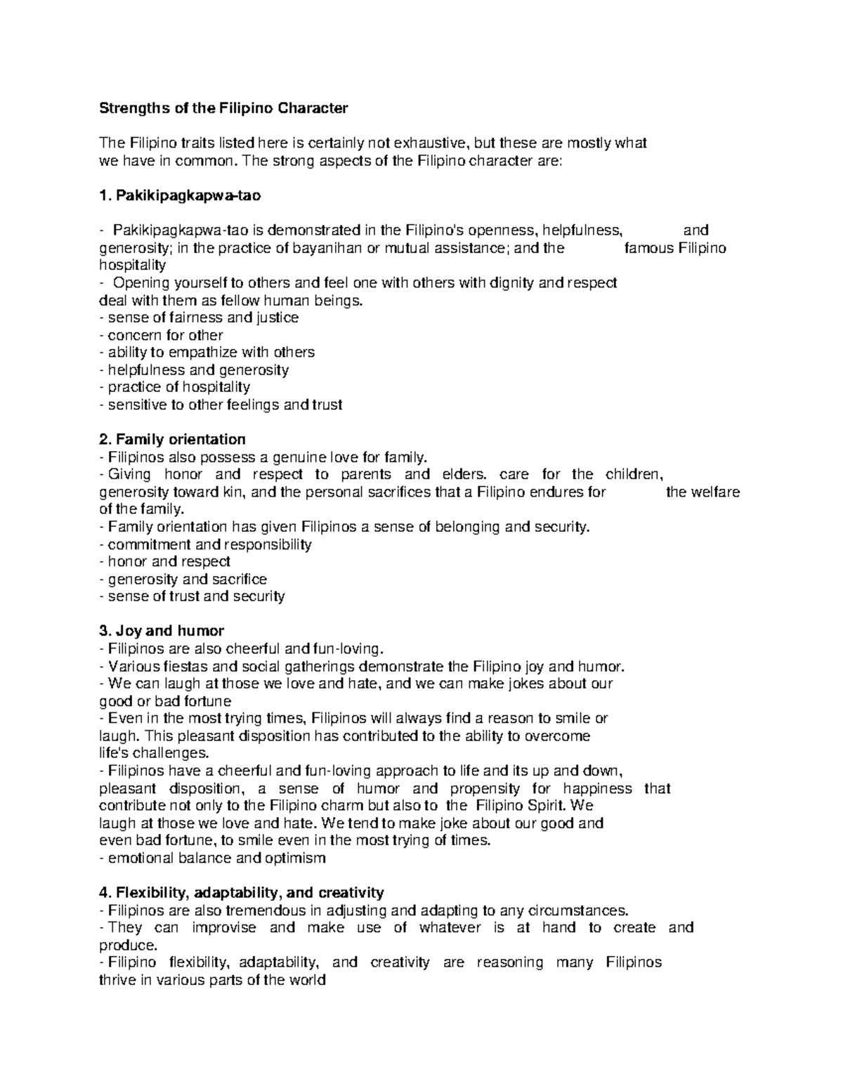 Strengths of the Filipino Character - The strong aspects of the ...