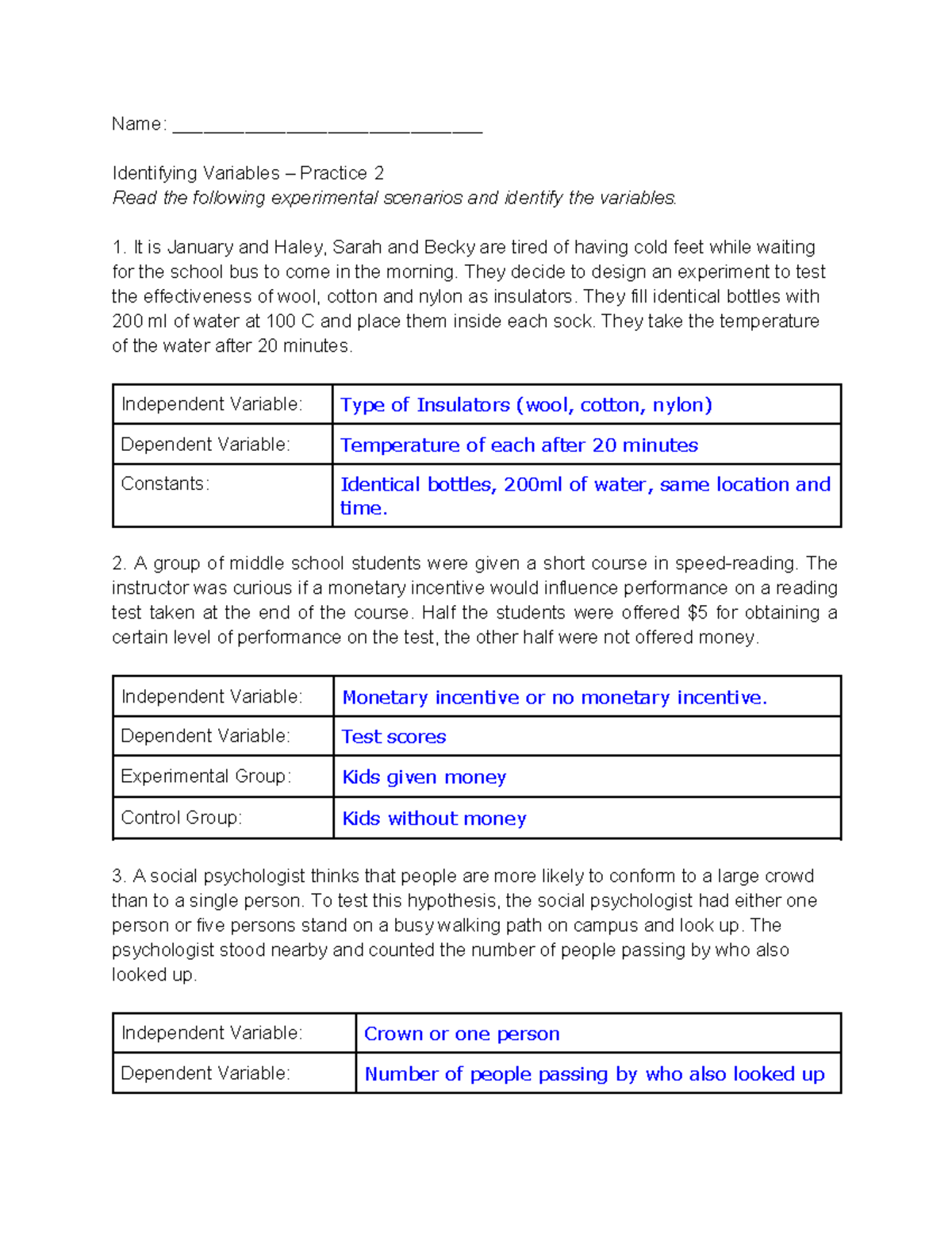 Identifying Variables - Practice 2: Experiment Scenarios and Analysis ...