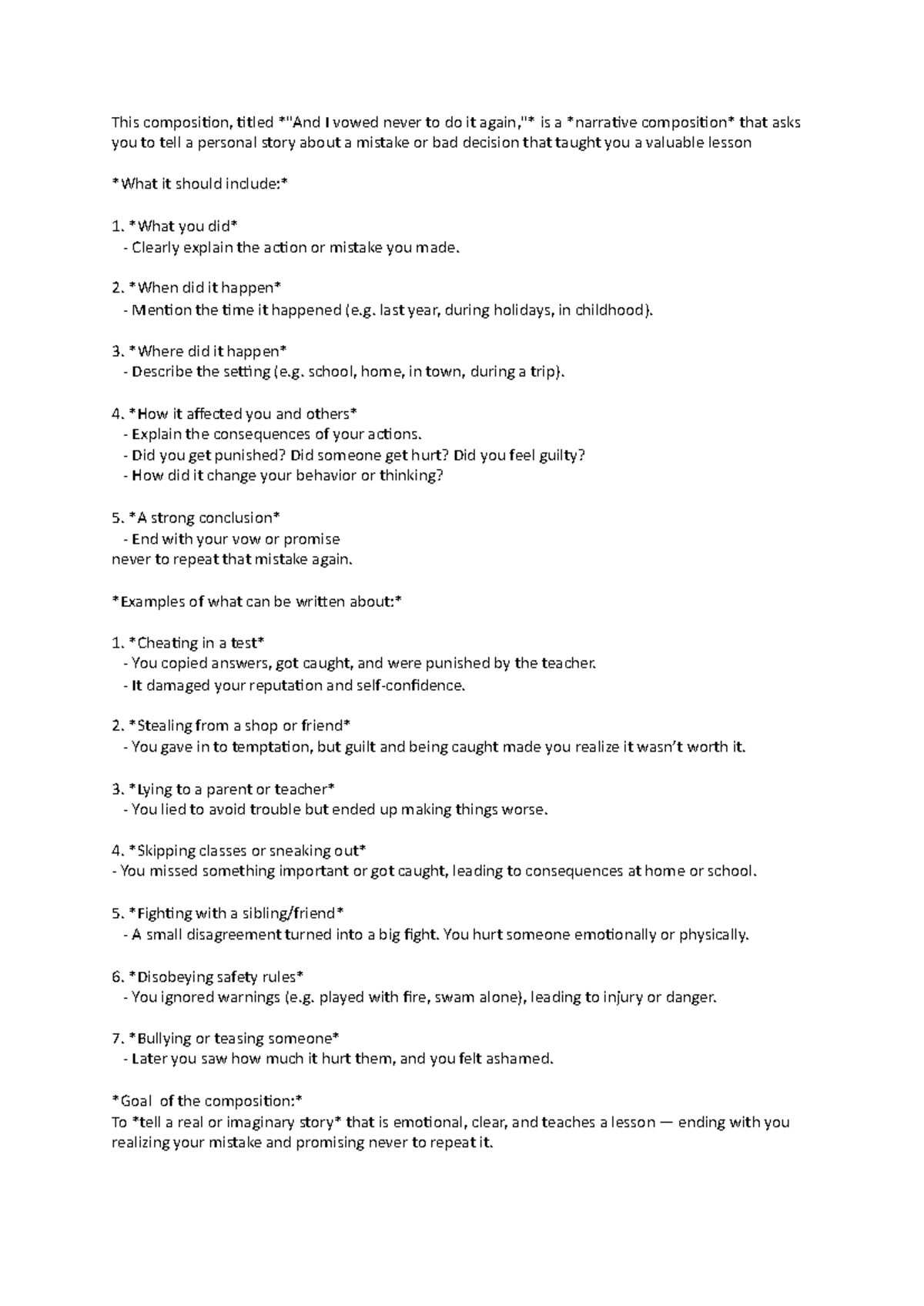 Personal Reflection Essay: Lessons from Mistakes (ENG 101) - Studocu