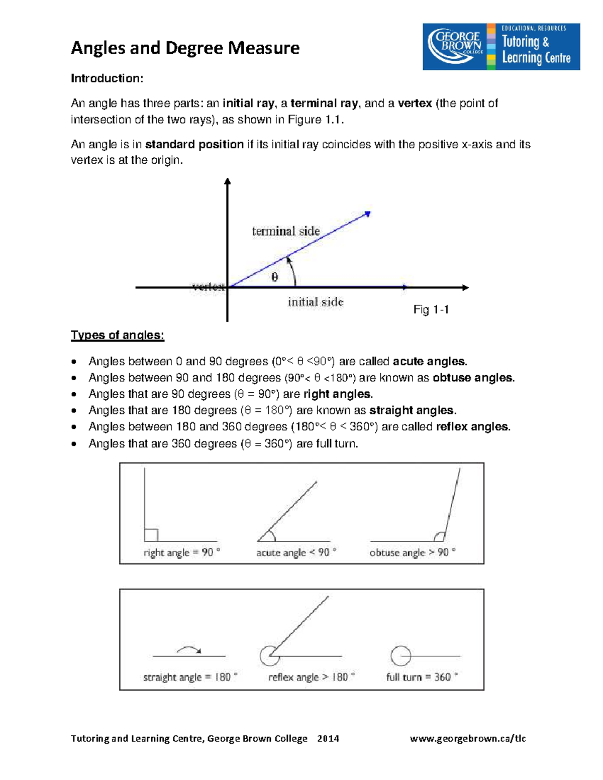 Angles and Degree Measure: Introduction to Types of Angles - Studocu