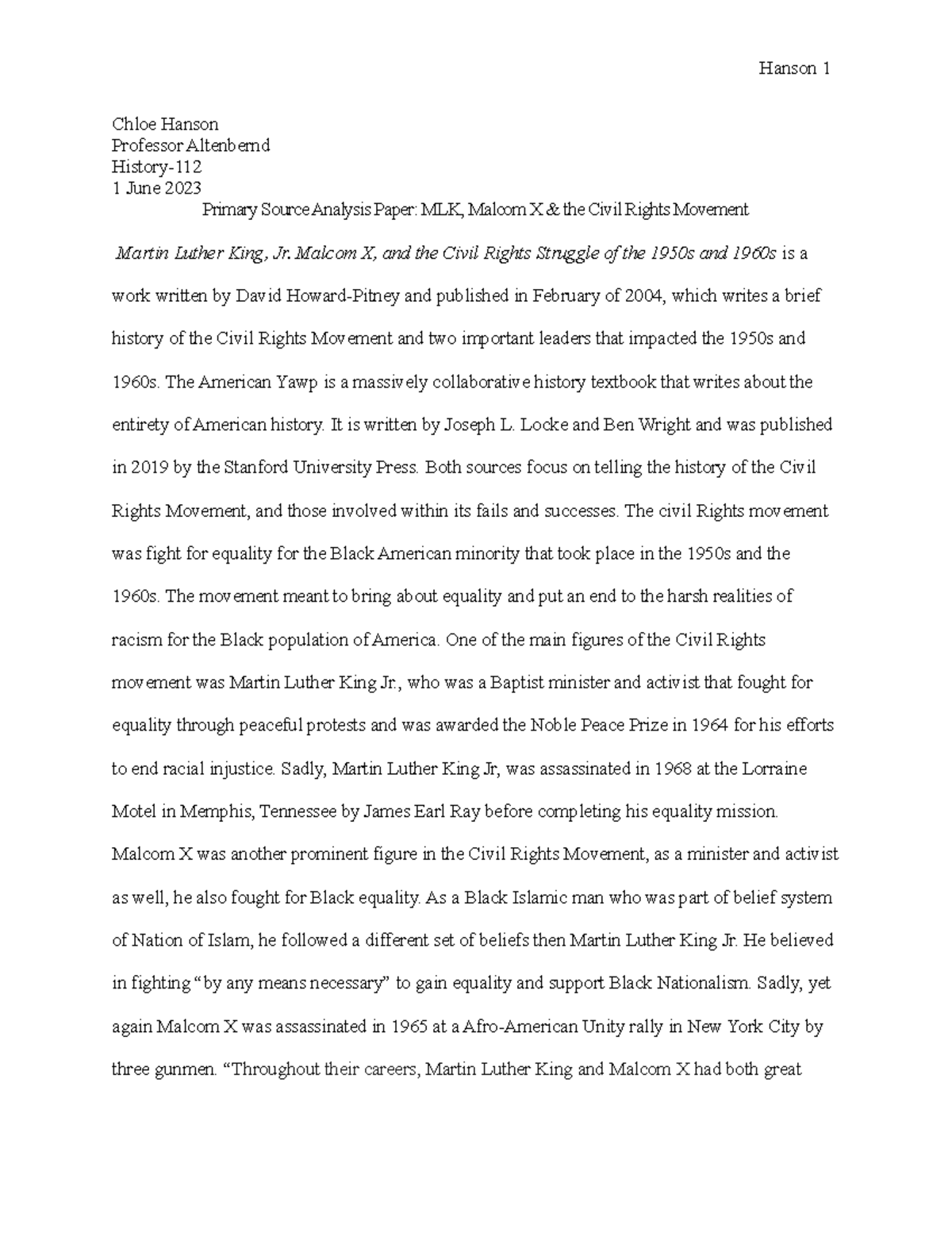 History-112 Primary Source Analysis: MLK & Malcolm X in Civil Rights ...