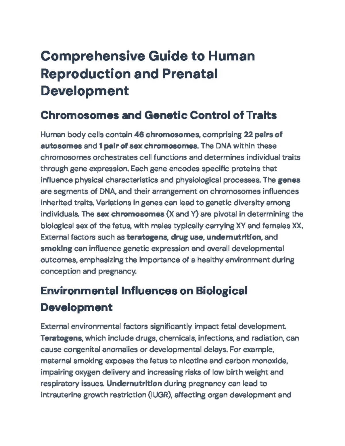 Comprehensive Overview of Human Reproduction and Prenatal Development ...