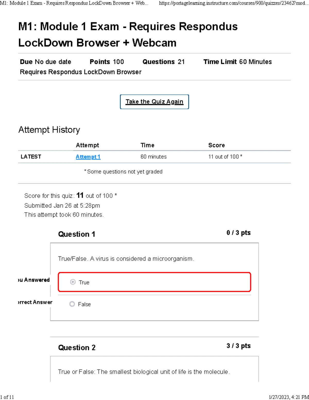 Module 1 exam 1 Microbiology - * Some questions not yet graded M1 ...
