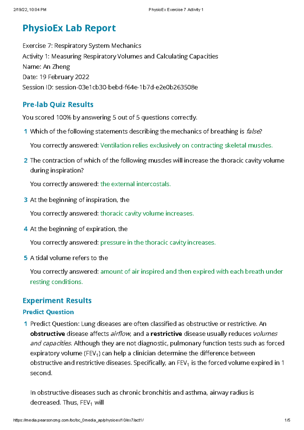 Physio Ex Exercise 7 Activity 1 - PhysioEx Lab Report Exercise 7 ...
