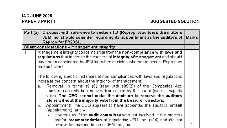 IAC JUNE 2025 PAPER 3 PART I & II SUGGESTED SOLUTIONS FOR REPROP AUDIT ...
