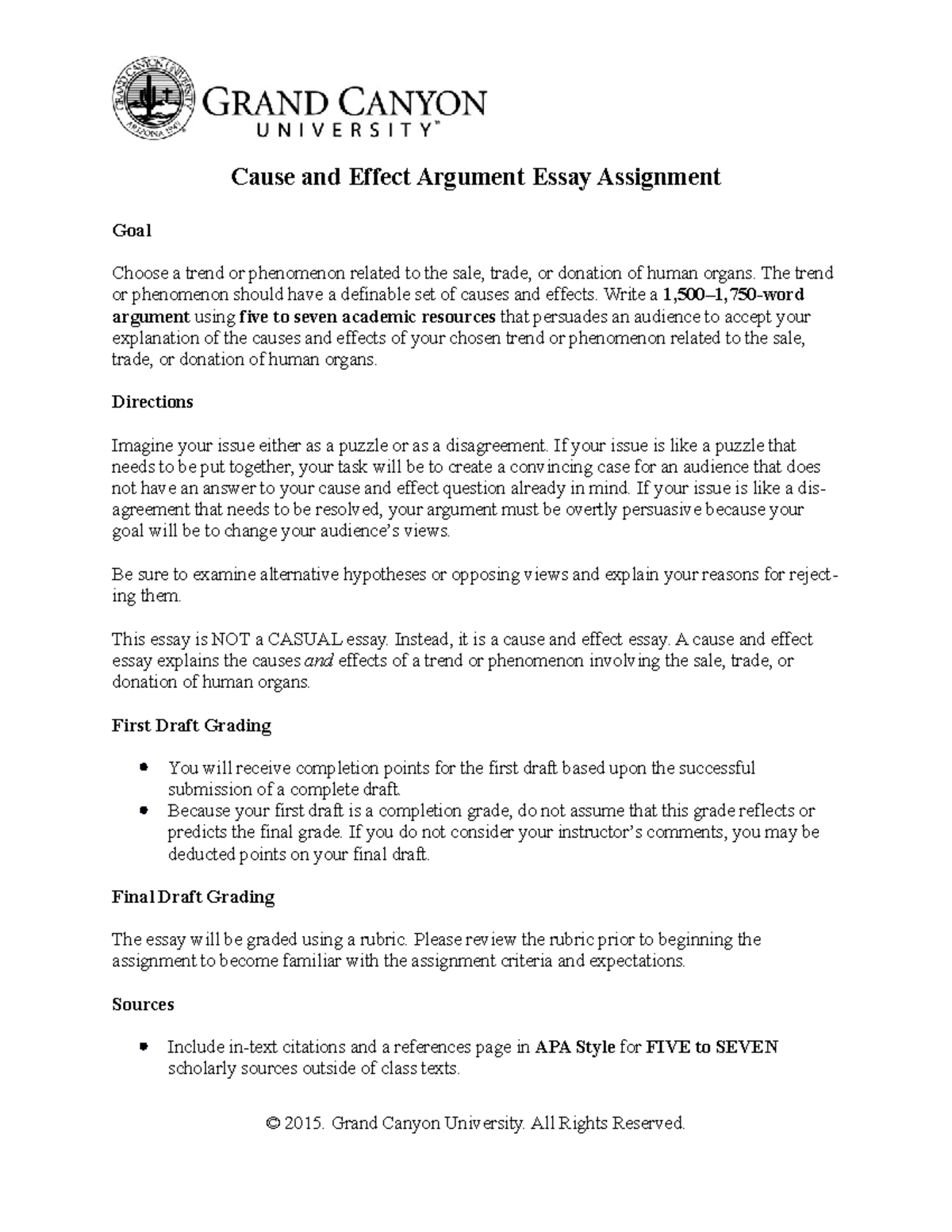 ENG106 Cause and Effect Essay on Organ Trade Trends - Studocu
