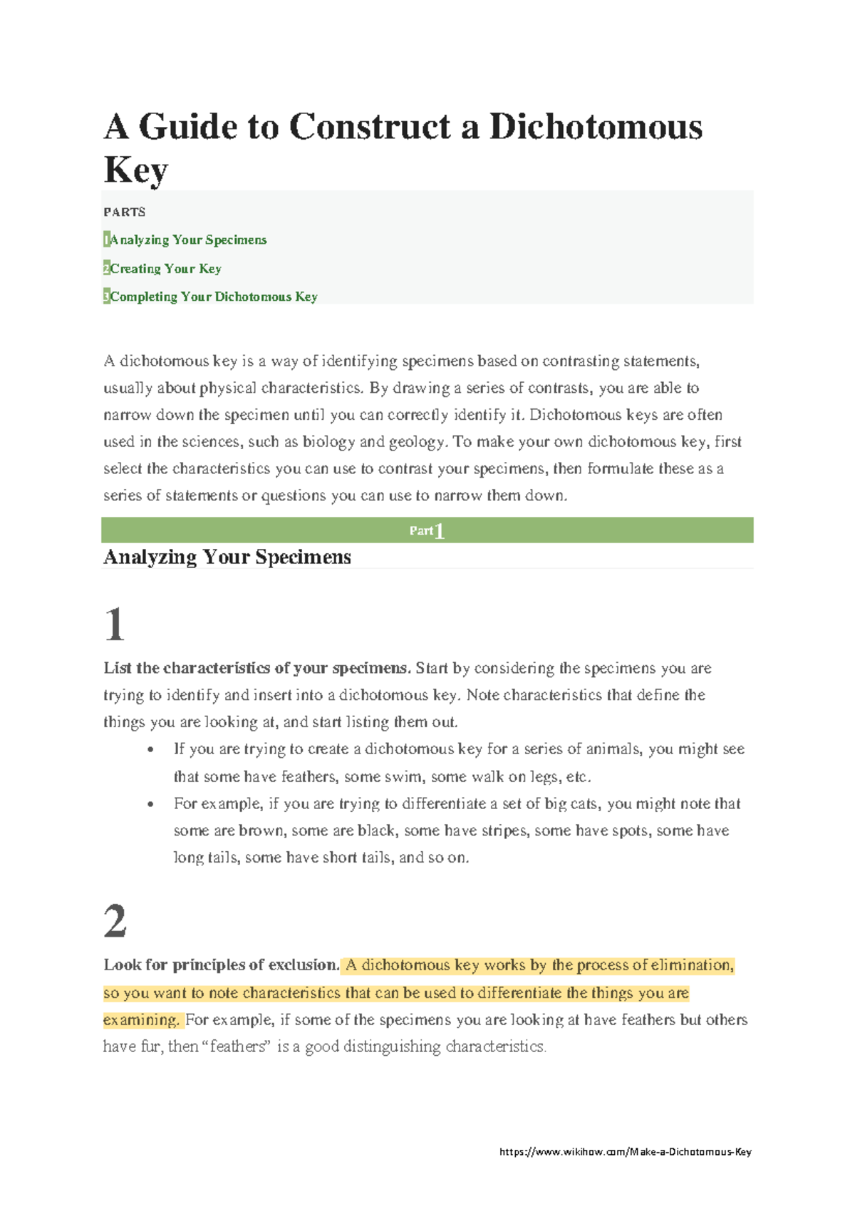 Constructing a Dichotomous Key: A Step-by-Step Guide - Studocu