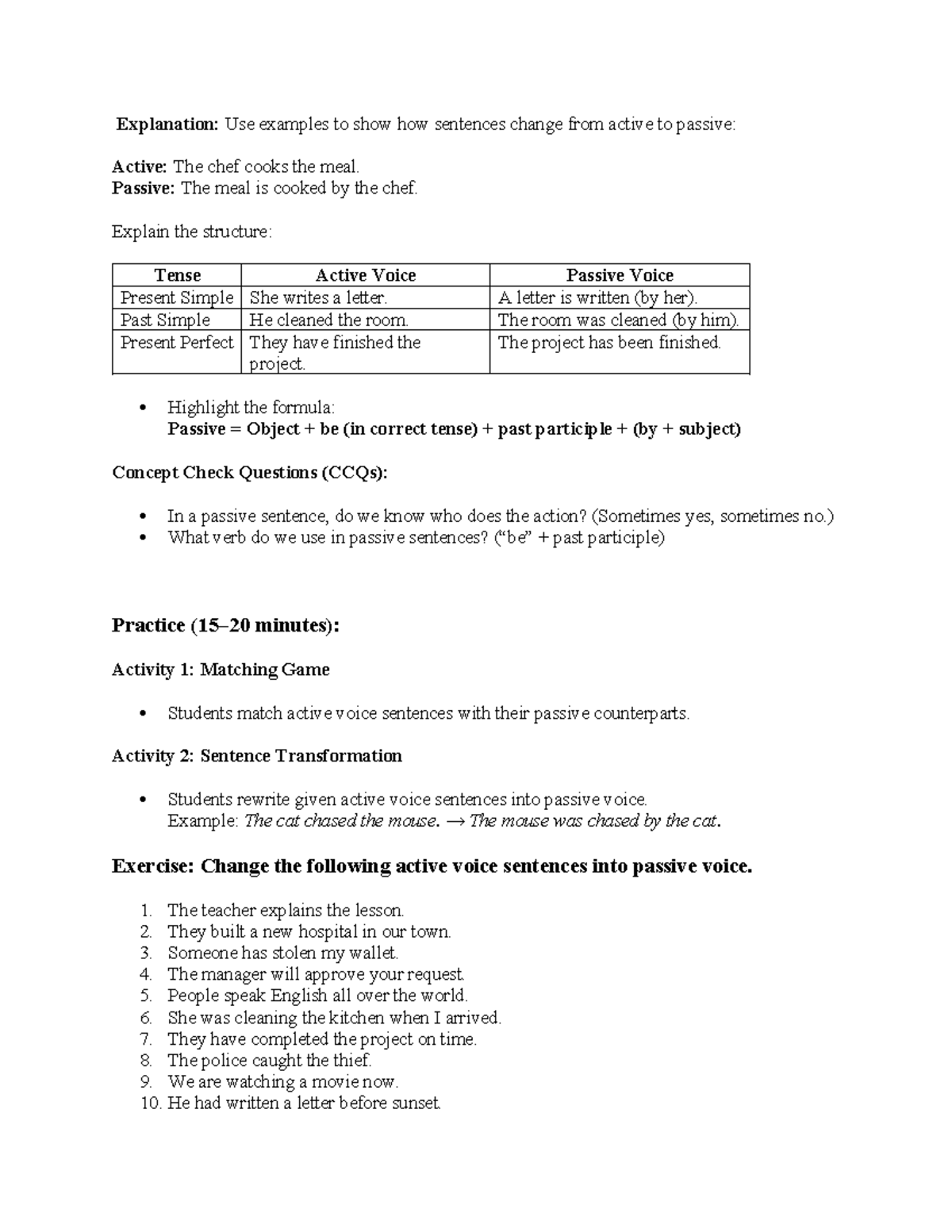 Active to Passive Voice Transformation: Examples & Practice (ENG101 ...