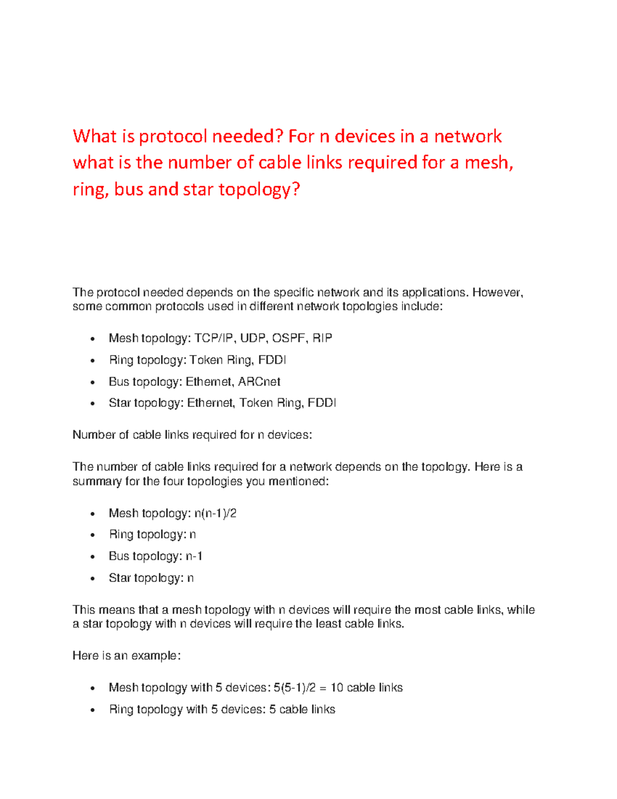 Midterm Study Notes: Network Protocols & Topologies (CS101) - Studocu