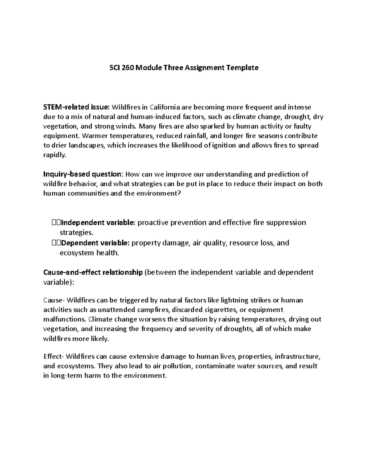 Stem mod 3 - Stem module 3 assignment - SCI 260 Module Three Assignment ...
