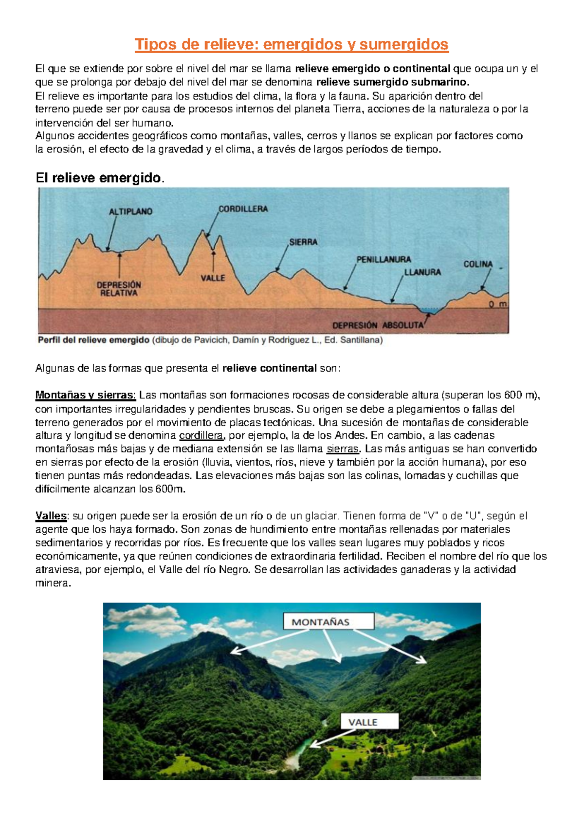 Formas del Relieve: Características del Relieve Emergiendo y Sumergido ...