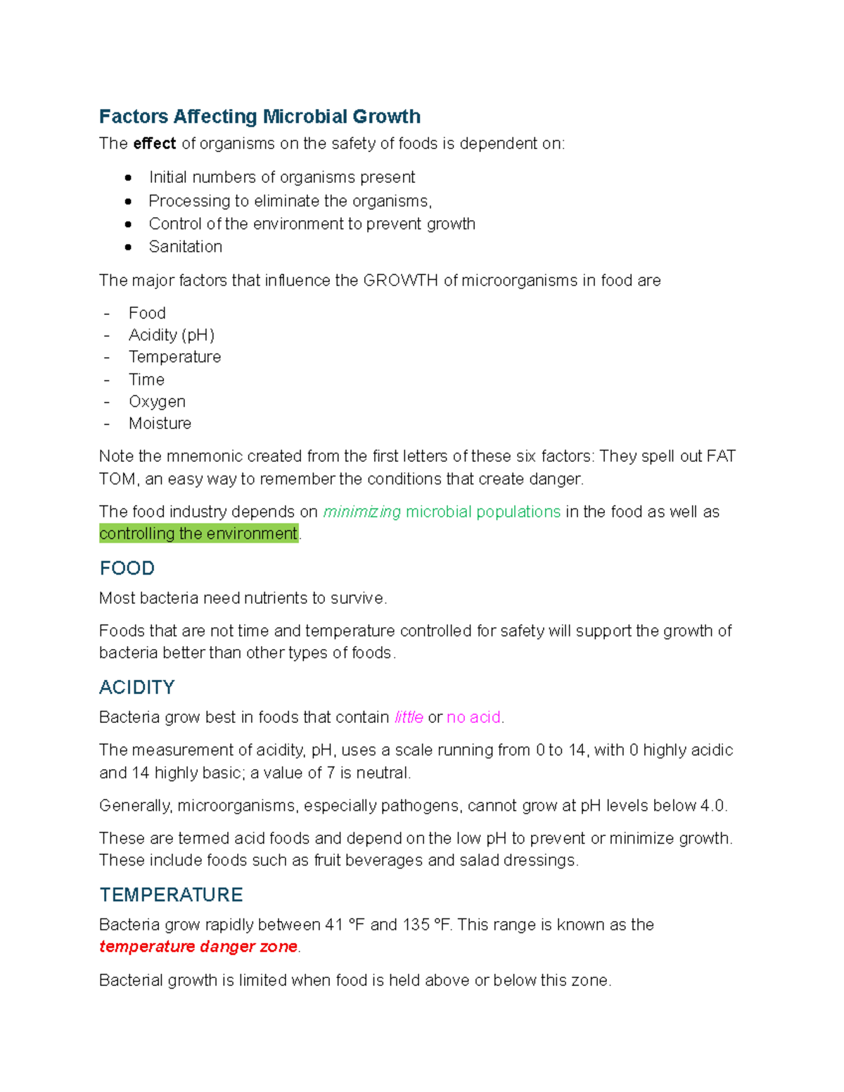 Factors Affecting Microbial Growth: Understanding FAT TOM Principles ...