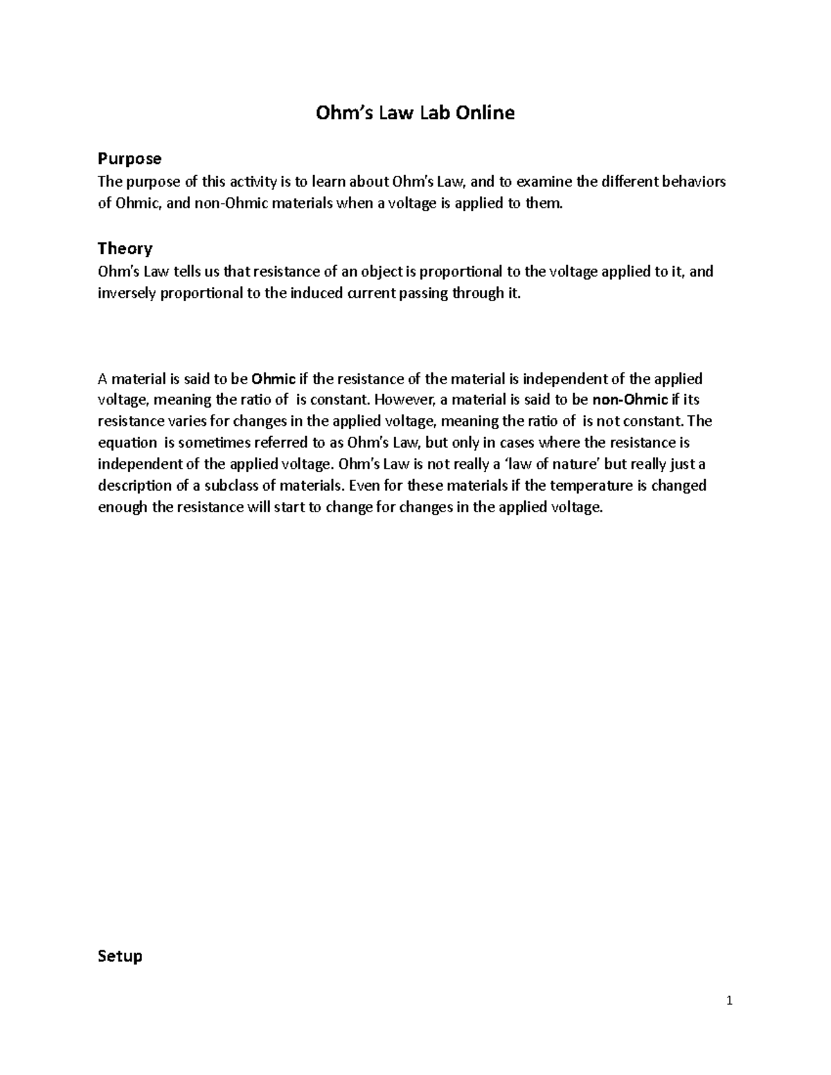 Fall22 Ohms Law Lab Online Edited 8 - Ohm’s Law Lab Online Purpose The ...