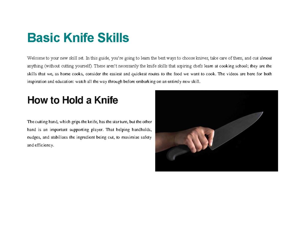 Culinary Skills Development: Basic Knife Cuts Techniques Guide - Studocu