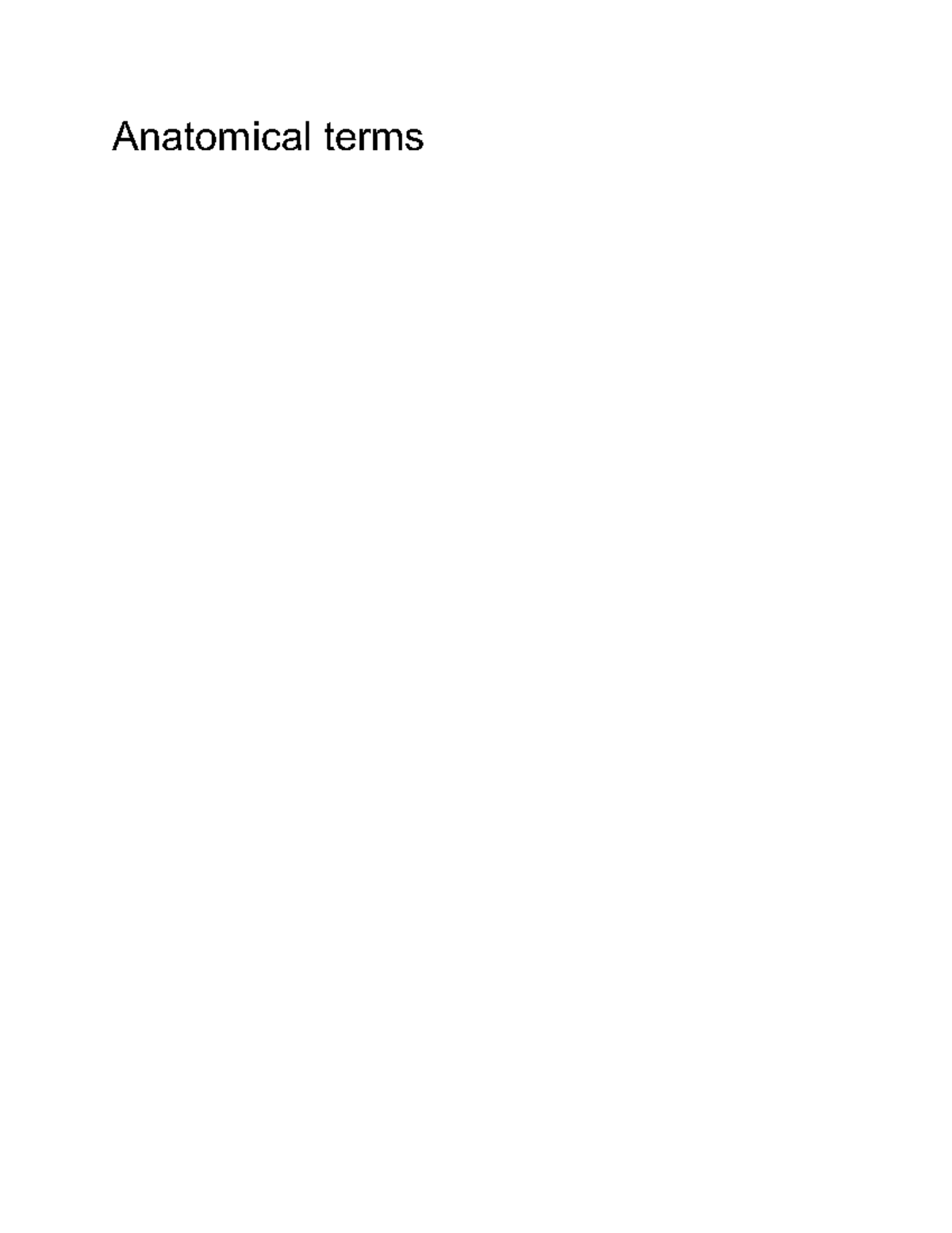 Anatomy 101: Comprehensive Notes on Anatomical Terms & Systems - Studocu