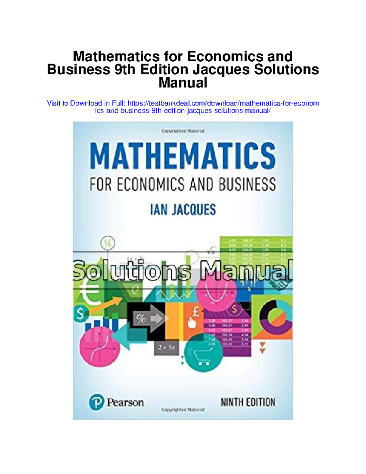 Mathematics for Economics and Business (668040316) 9th Ed. Solutions ...