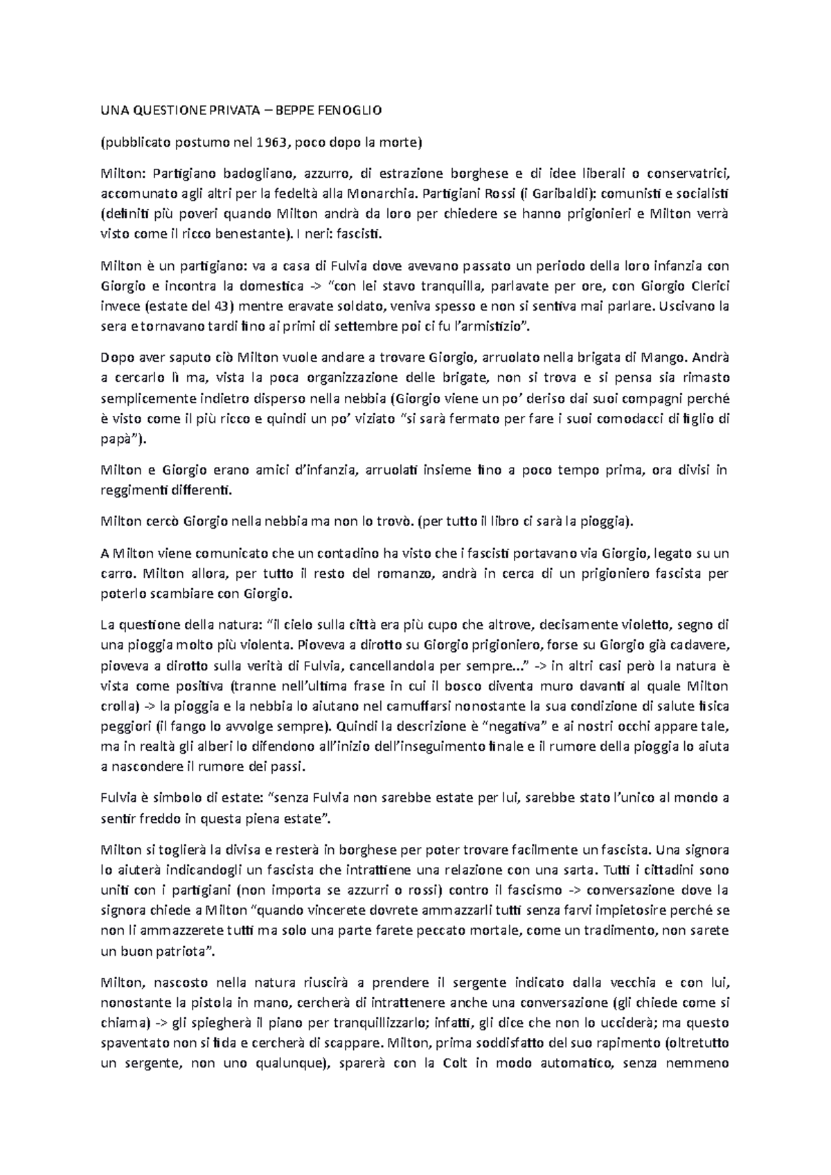 Analisi di "Una Questione Privata" di Beppe Fenoglio - Approfondimenti ...
