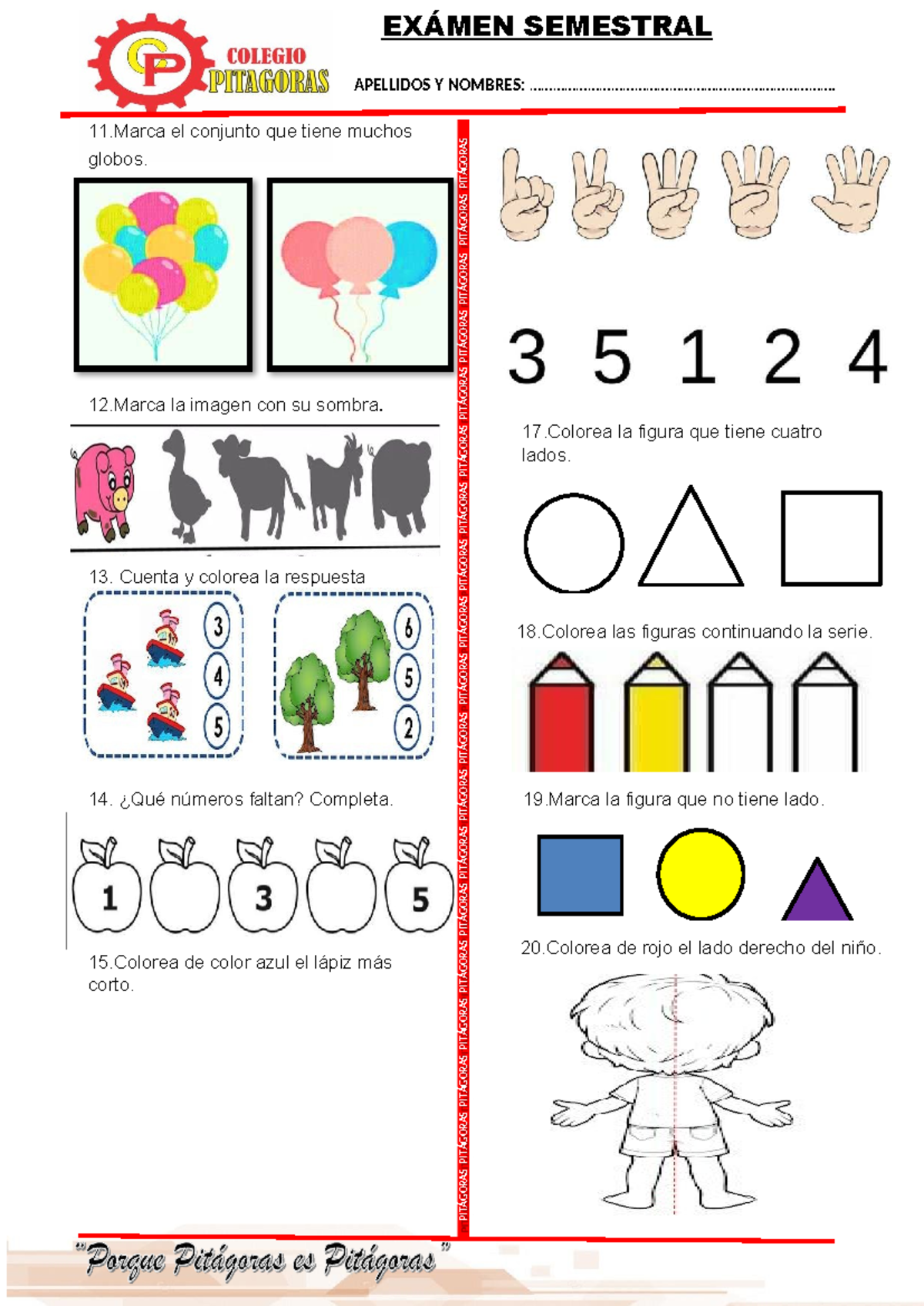 Examen 2 - hola - EXÁMEN SEMESTRAL APELLIDOS Y NOMBRES: - Studocu