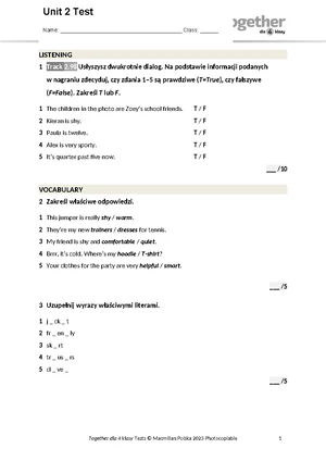 Impulse 2 Placement & Short Tests Answer Key - Groups A & B - Studocu