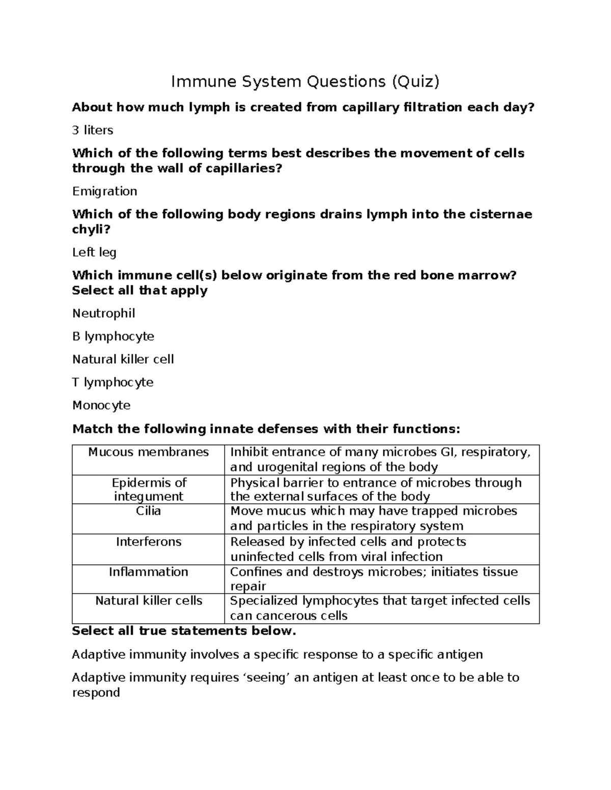Week 3 Quiz: Blood Vessels Worksheet (BIOL 101) - Studocu