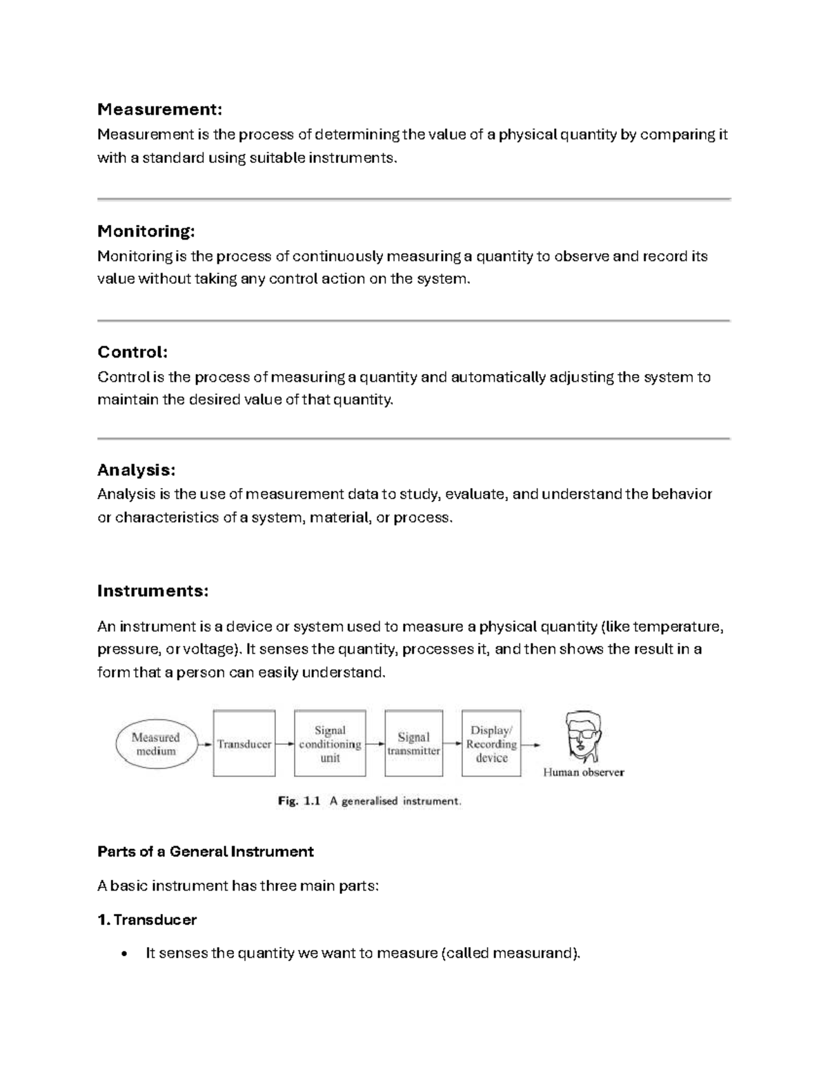 IM Mid Sem - Industrial Measurement: Understanding Measurement ...