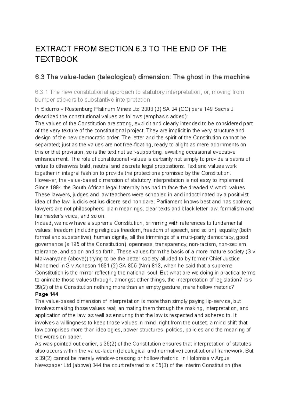 Chapter 6 Summary: The Teleological Dimension in Statutory ...