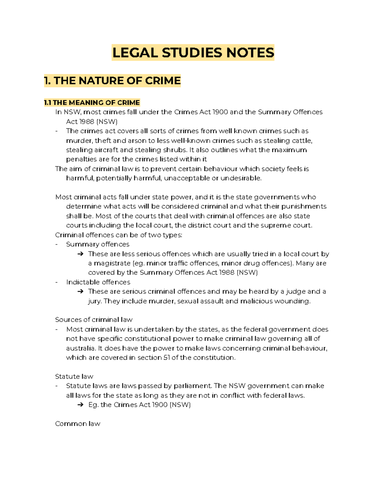 Legal Studies 12: Understanding the Nature of Crime and Criminal Law ...