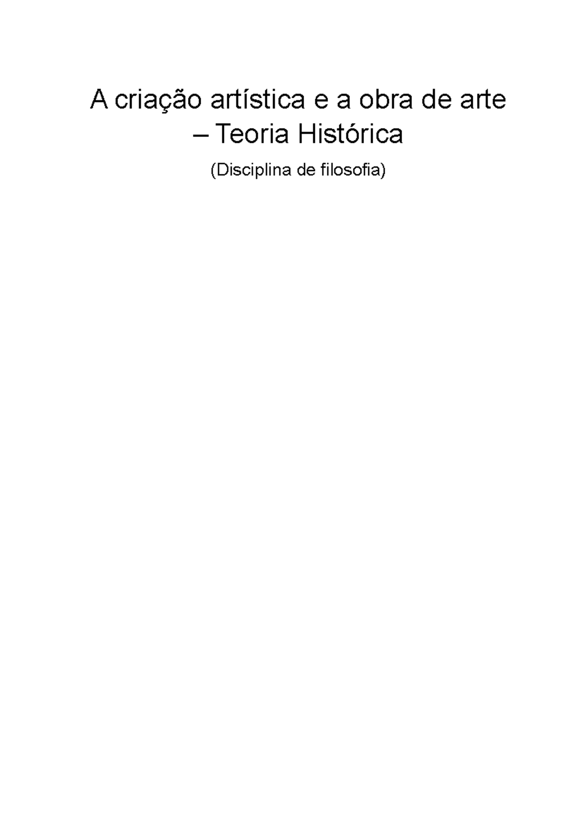 Filosofia da Arte: Análise e Teoria Histórica - Ensaio (Filosofia ...