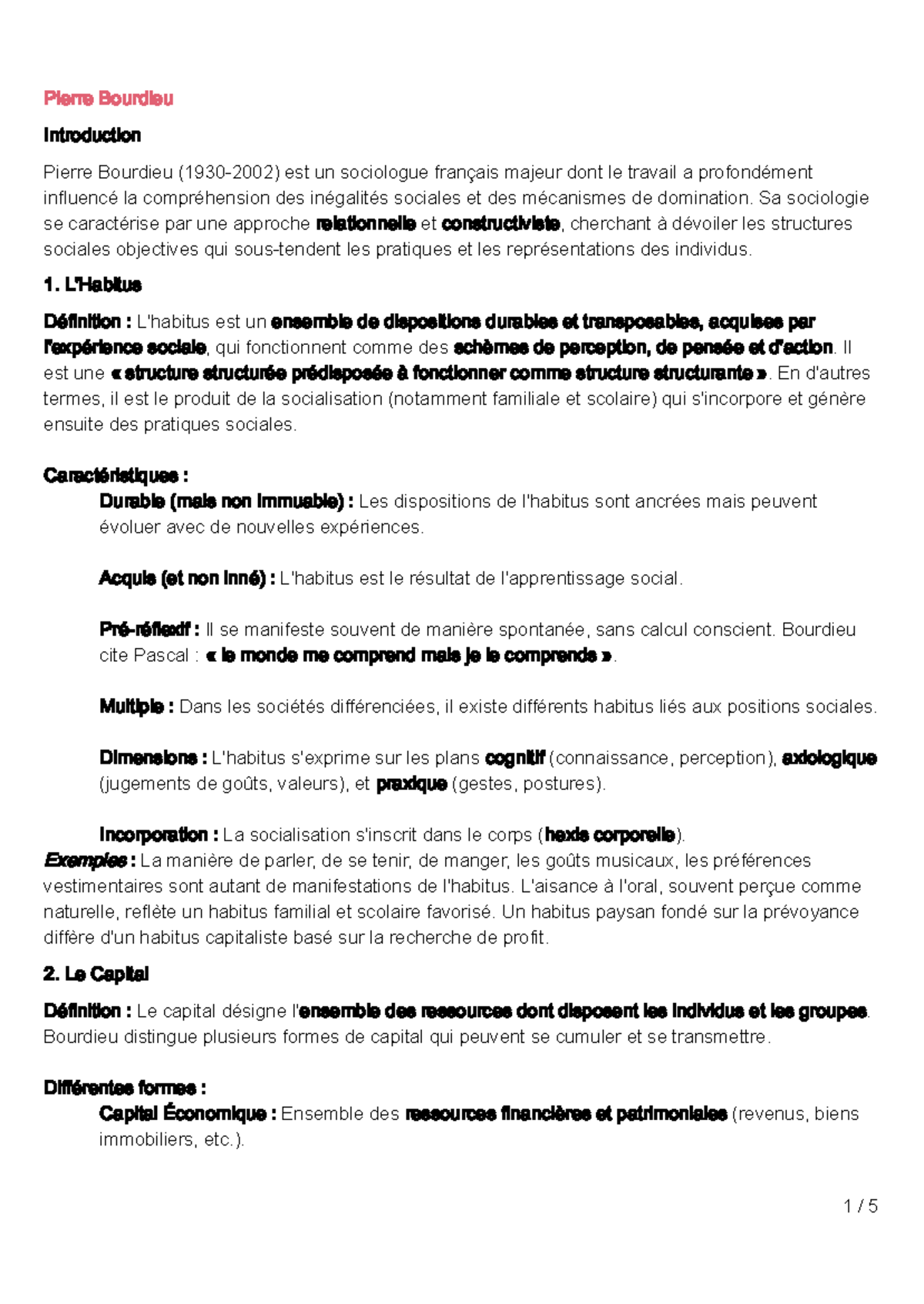 Fiche d'étude sur Pierre Bourdieu : Sociologie et Inégalités Sociales ...