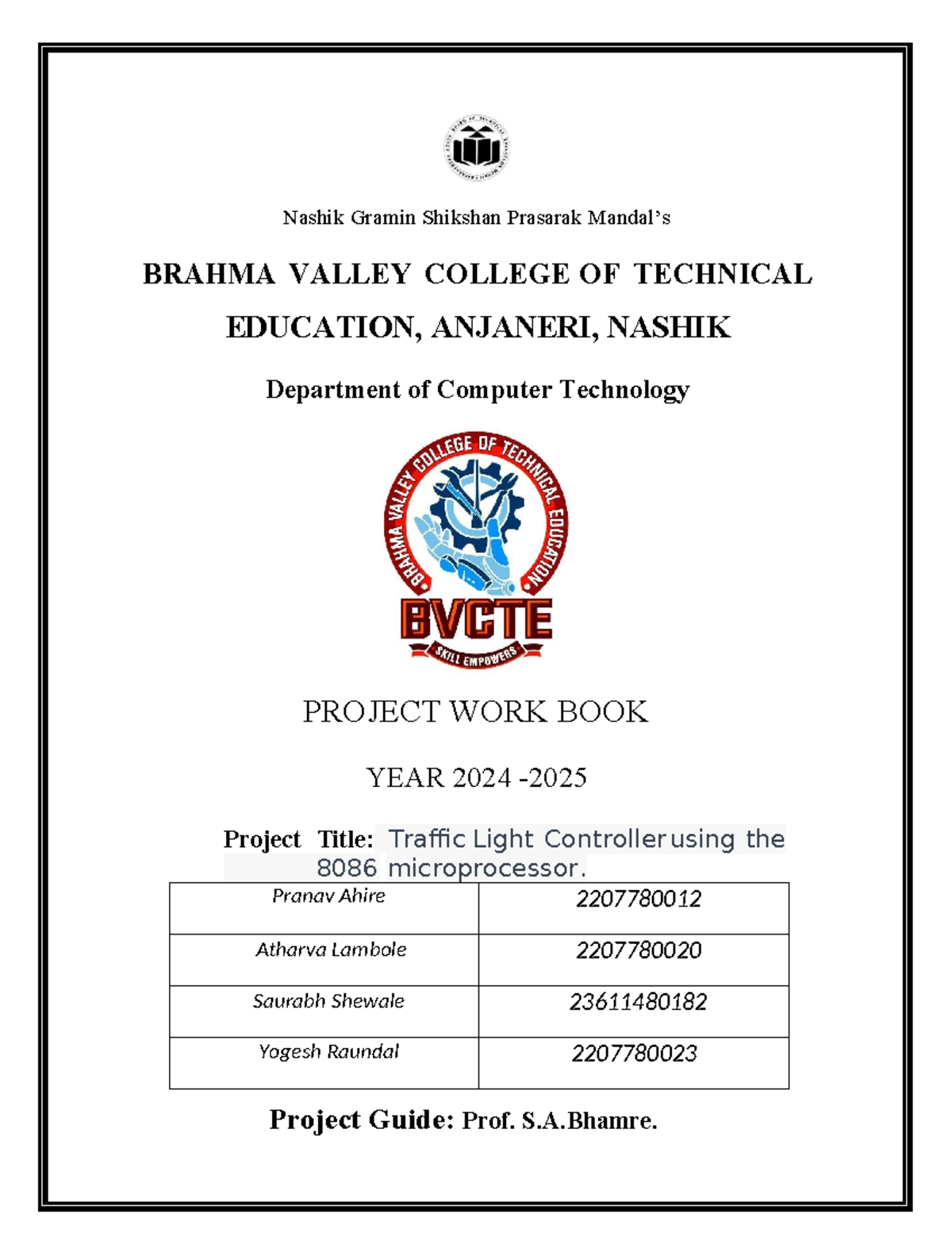 MIC Project Report: Traffic Light Controller Using 8086 Microprocessor ...