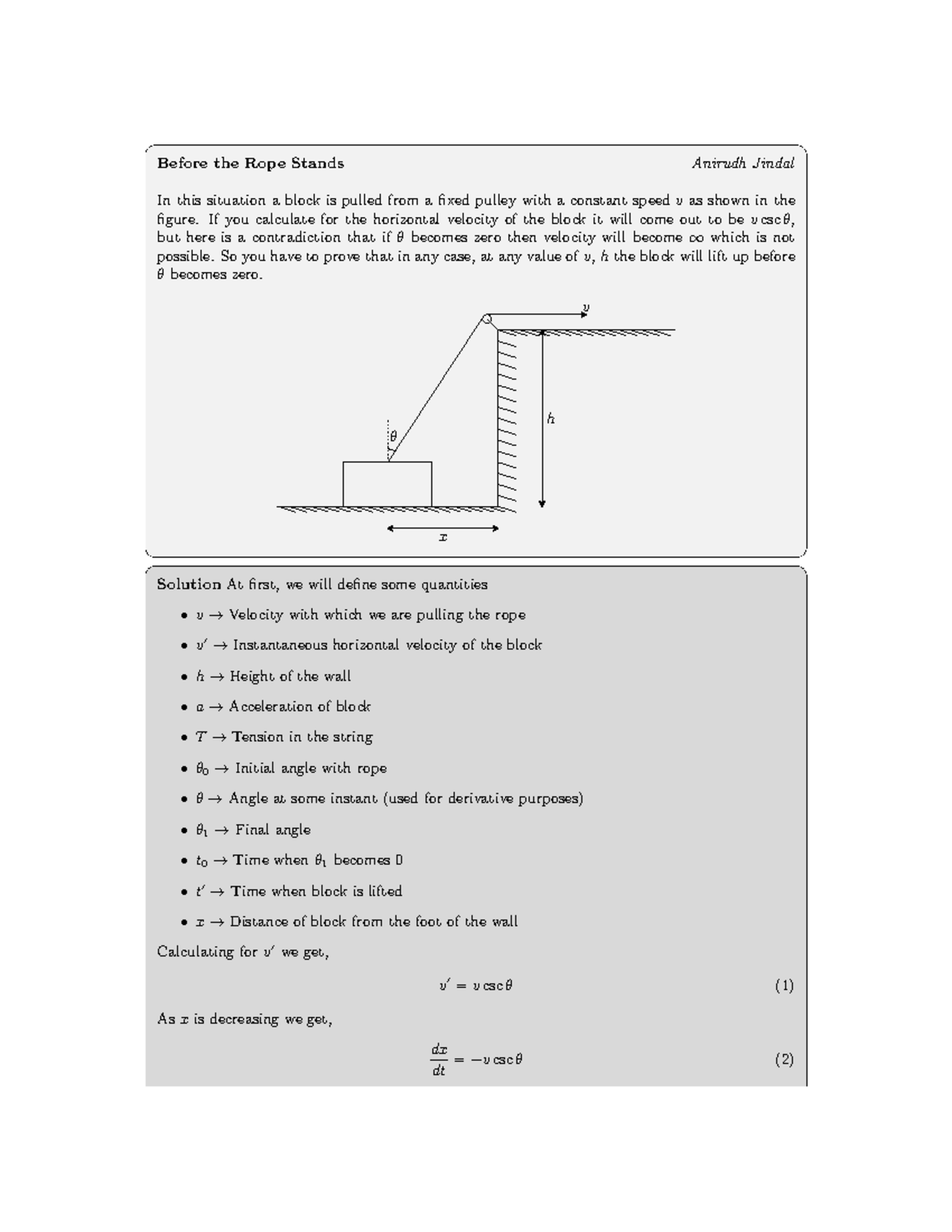 Before the Rope Stands: Anirudh Jindal's Physics Analysis - Studocu