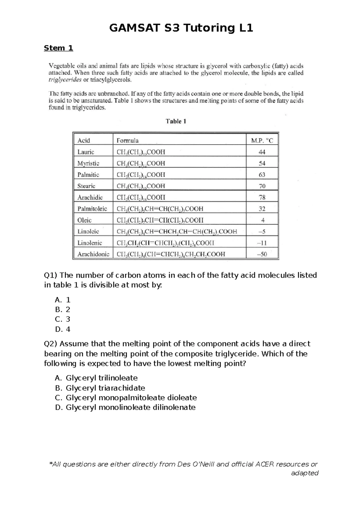 GAMSAT Practice Questions & Detailed Solutions for Exam Prep - Studocu