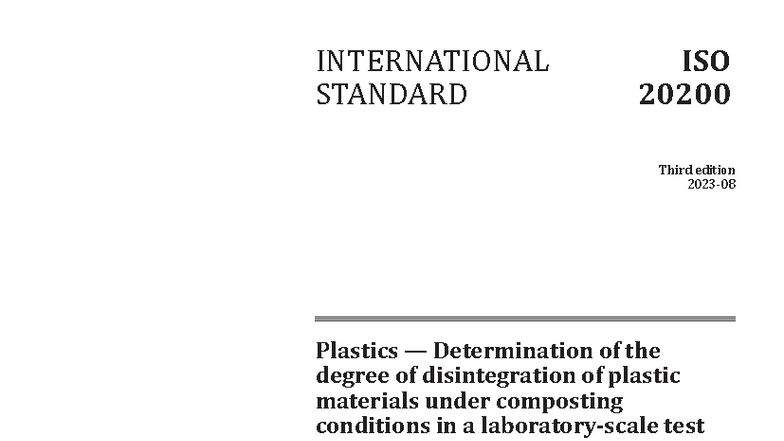 ISO 20200:2023 - Disintegration of Plastics in Composting Conditions - Studocu