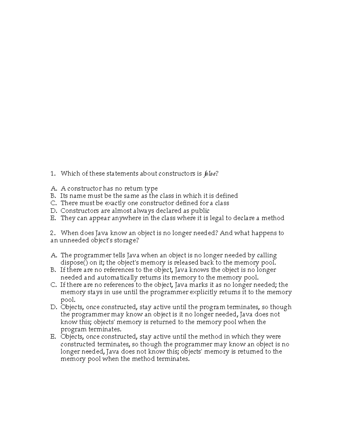 ICS45J Java Exam 1 Study Questions Review Guide - Studocu