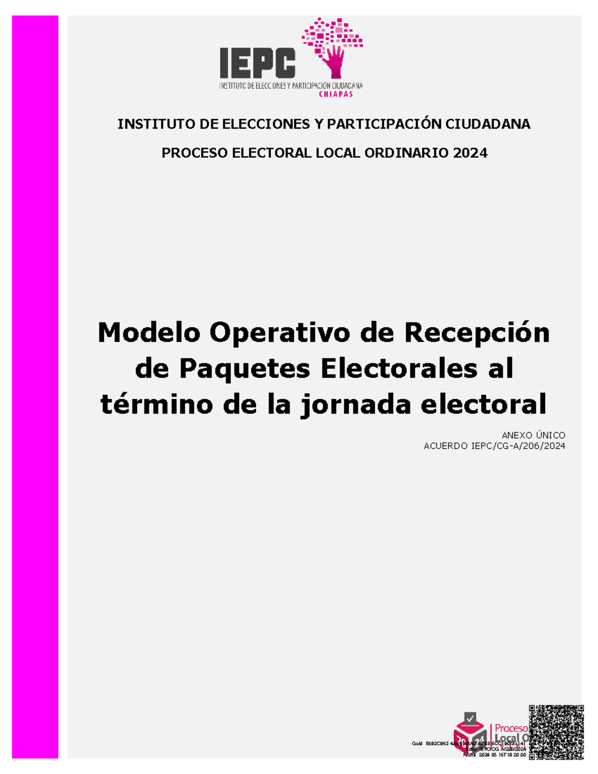 Modelo Operativo de Recepción de Paquetes Electorales 2024 - IEPC/CG-A ...